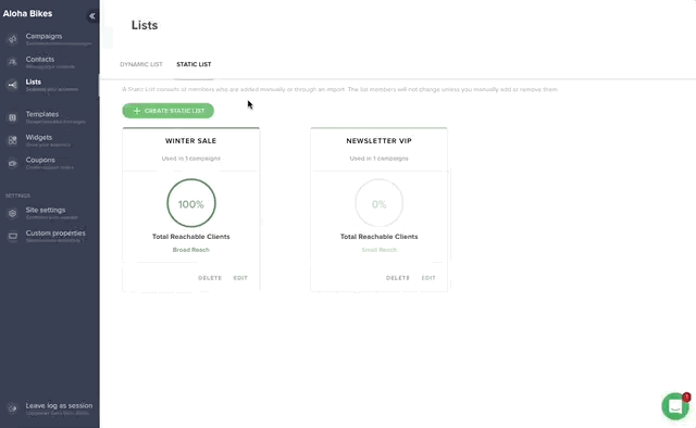 How To Create A Static List Carts Guru